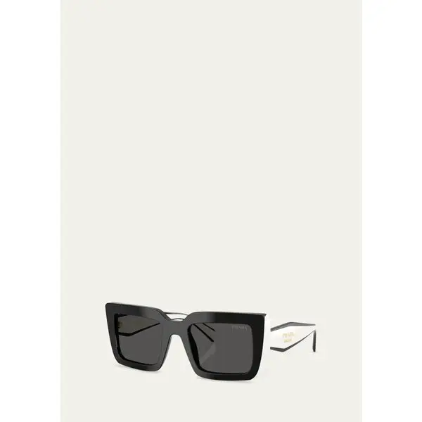 Prada Pr D01sf 53mm Rectangular Sunglasses - Black