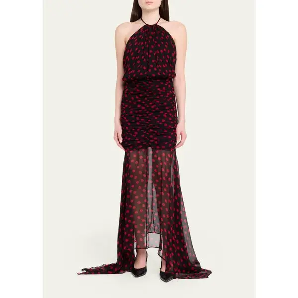 Ronny Kobo Lovisa Polka Dot Halter Dress