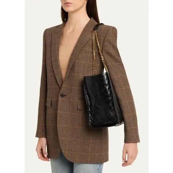 Saint Laurent Niki Chevron Quilted Shopping Tote Bag - Black