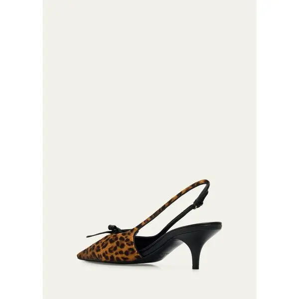 Miu Miu 55mm Leopard Calf Hair Bow Slingback Pumps