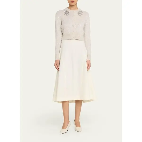 Erdem Crystal Crewneck Paillette Knit Crop Cardigan