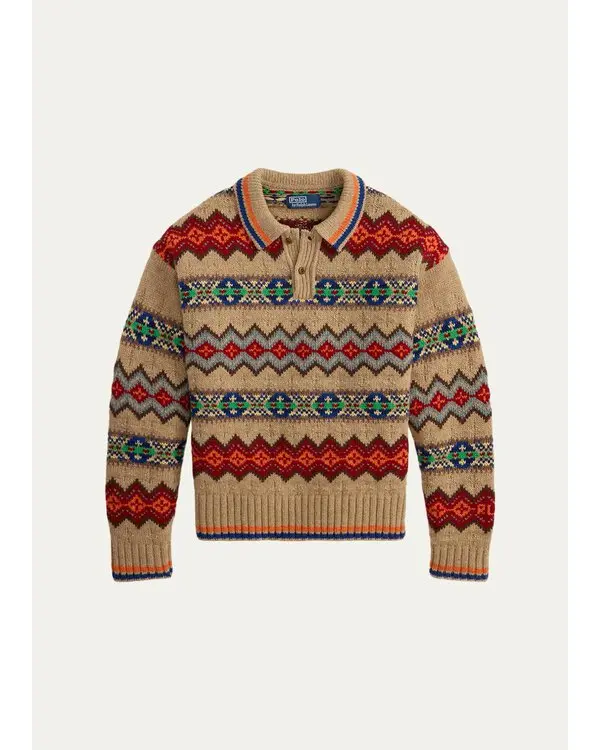 Polo Ralph Lauren Fair Isle Wool-blend Polo-collar Sweater