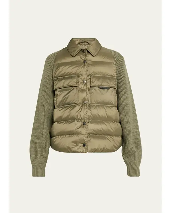 Brunello Cucinelli Superlight Down Padded Jacket With Knit Sleeves