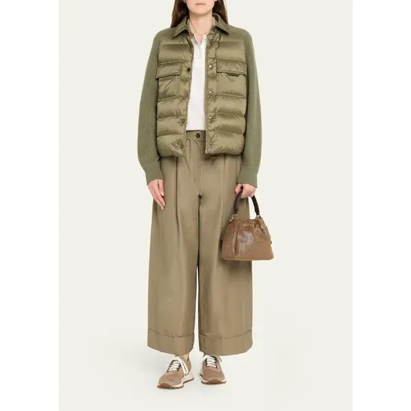 Brunello Cucinelli Superlight Down Padded Jacket With Knit Sleeves