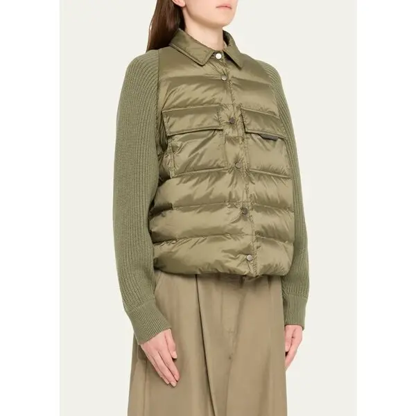 Brunello Cucinelli Superlight Down Padded Jacket With Knit Sleeves