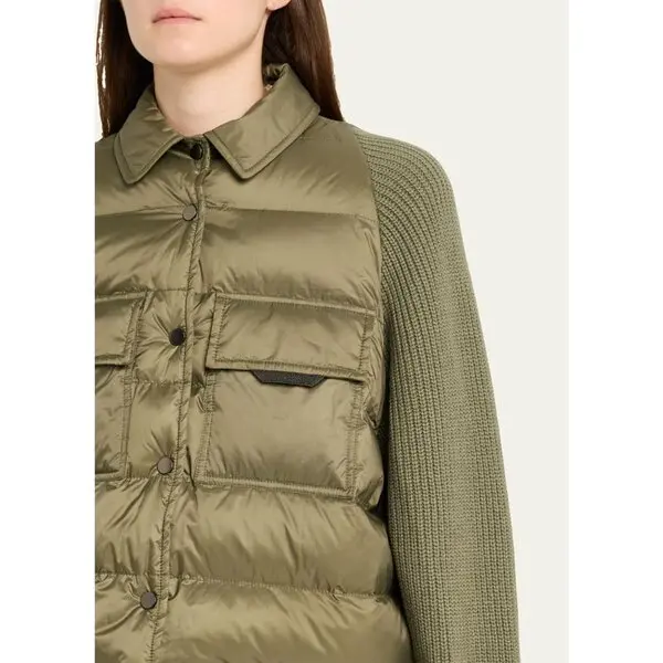 Brunello Cucinelli Superlight Down Padded Jacket With Knit Sleeves
