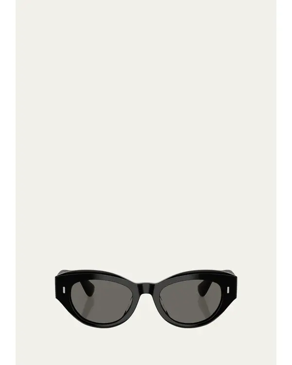 Oliver Spencer Lerrue Oval Sunglasses - Black