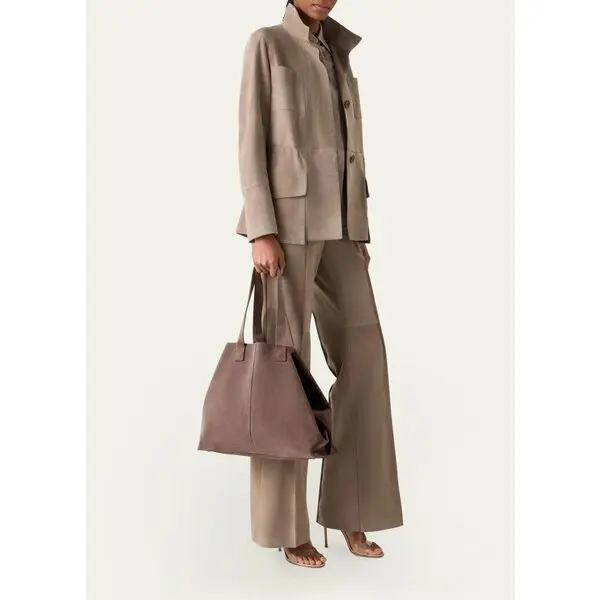 Akris Ai Large Slouchy Suede Tote Bag