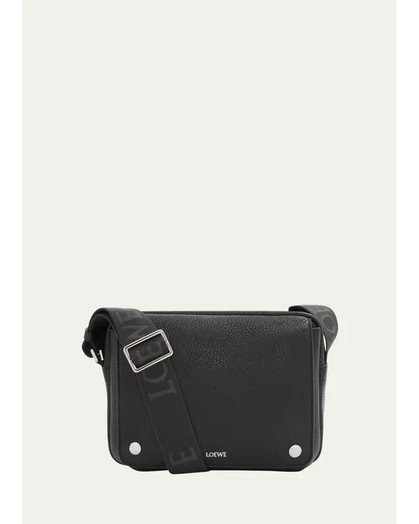 Loewe Medium Pebble Grained Calfskin Messenger Bag - Black