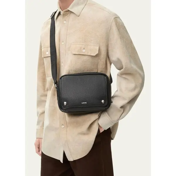 Loewe Medium Pebble Grained Calfskin Messenger Bag - Black