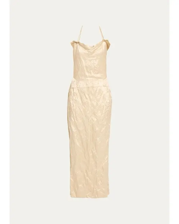 FFORME Maisie Sculpted Halter Column Dress - Sand