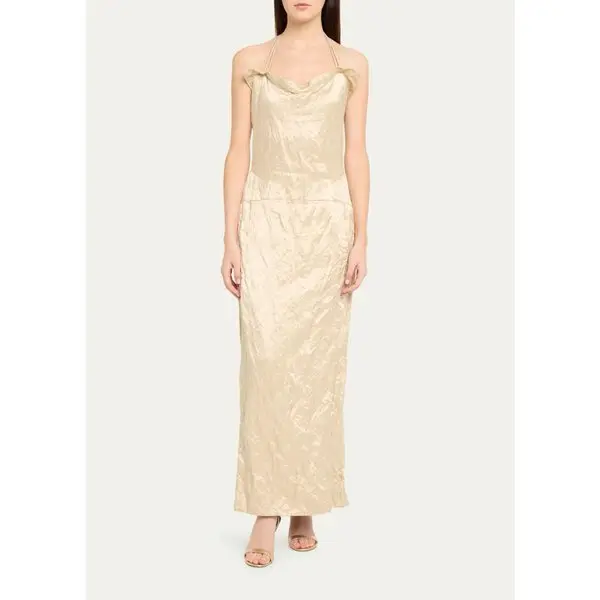 FFORME Maisie Sculpted Halter Column Dress - Sand