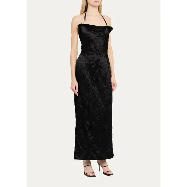 FFORME Maisie Sculpted Halter Column Dress - Sand