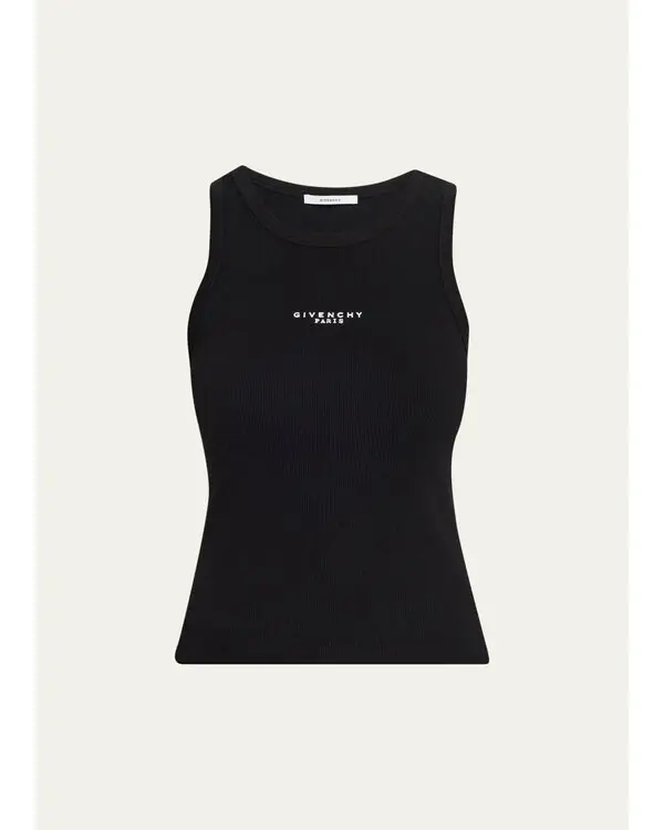 Givenchy Logo Ribbed Tank Top - Black