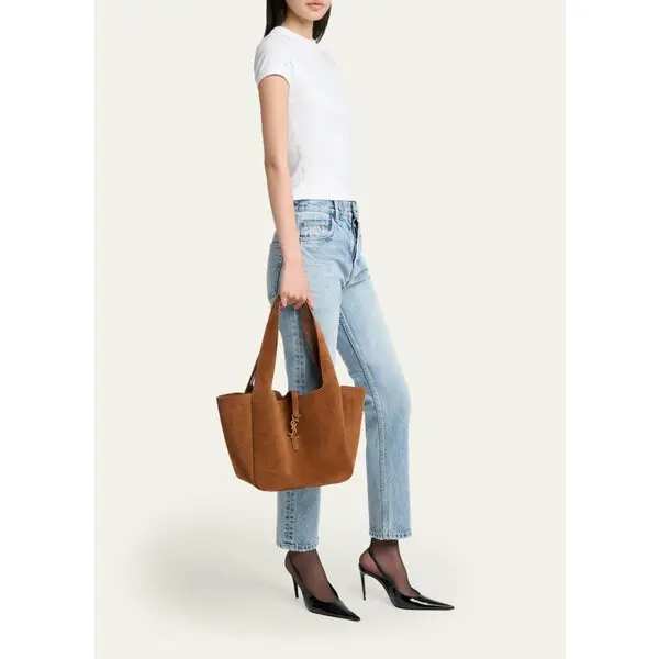 Saint Laurent Le 5 À 7 Bea Small Tote Bag In Suede