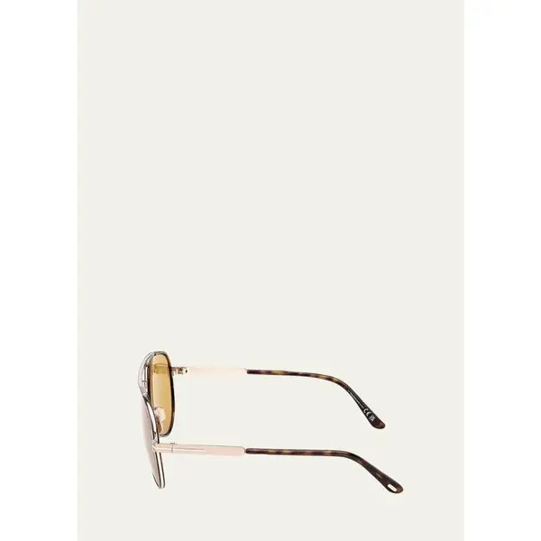TOM FORD Rupert 02 63mm Metal & Acetate Aviator Sunglasses - Brown