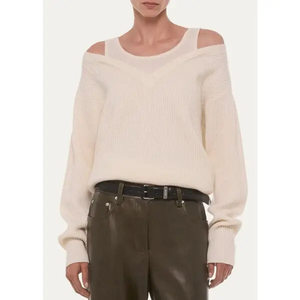 Helmut Lang Cold-shoulder Wool Top