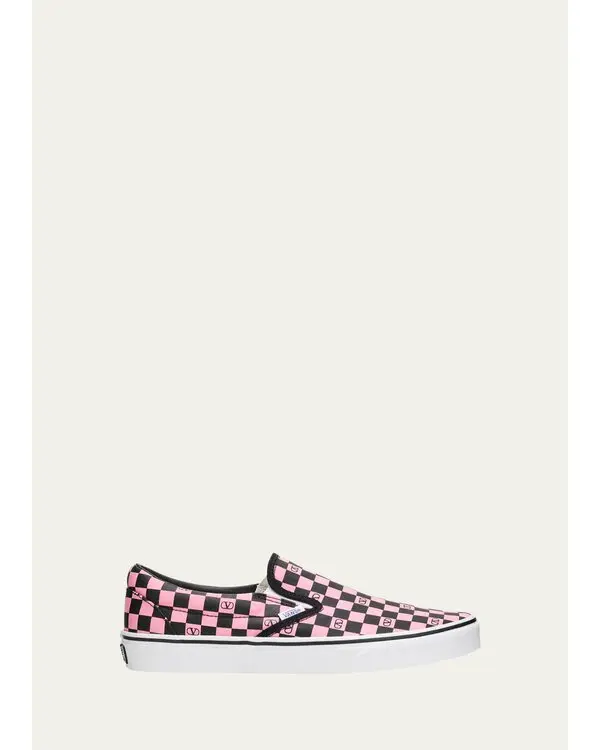 Valentino Garavani X Vans Vlogo Checkerboard Classic Slip-on Sneakers - Pink Multi