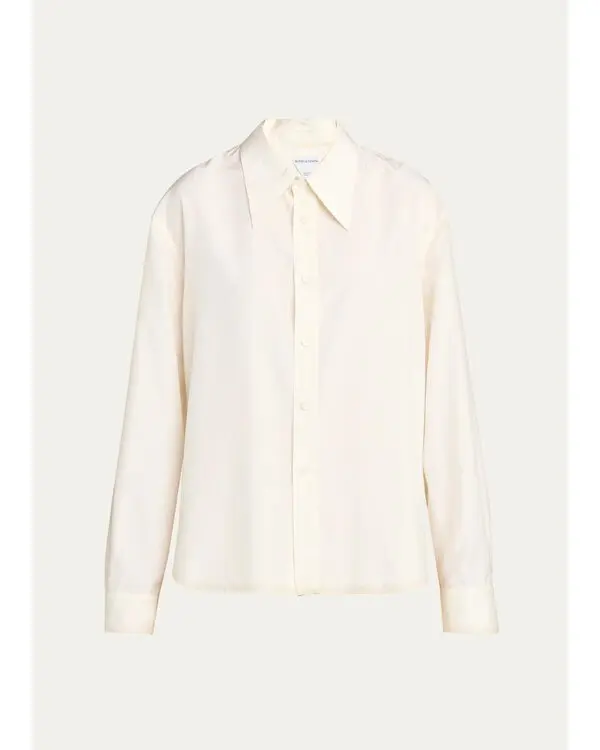 Bottega Veneta Silk Taffeta Button-down Shirt - Parchment