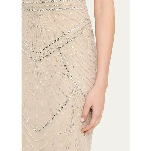 Pamella Roland Embroidered Tulle Halter Gown