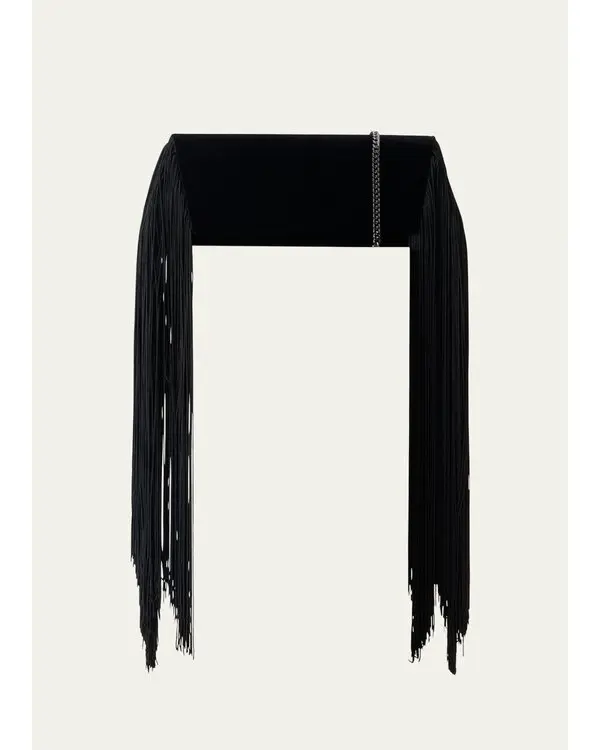 Akris Anouk Fringed Velvet Trapezoid Clutch Bag