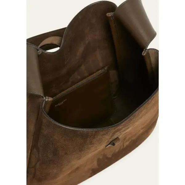 Saint Laurent Le 5 À 7 Large Shoulder Bag In Suede - Thyme
