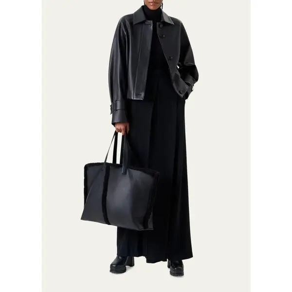Akris Ai Reversible Leather And Shearling Tote Bag