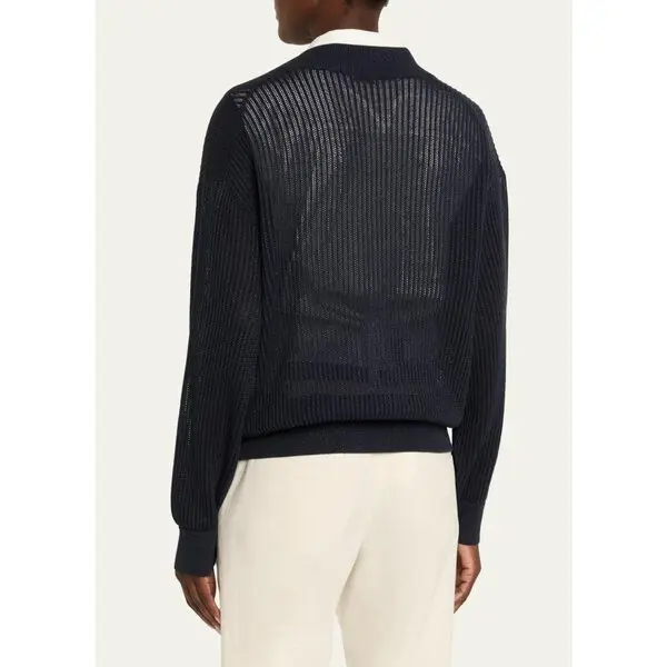 Brunello Cucinelli Echo Metallic Open Knit V-neck Cardigan