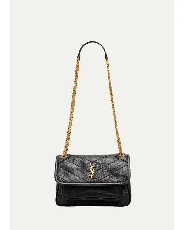 Saint Laurent Niki Mini Vintage Leather Shoulder Bag - Black