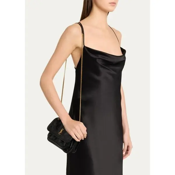 Saint Laurent Niki Mini Vintage Leather Shoulder Bag - Black