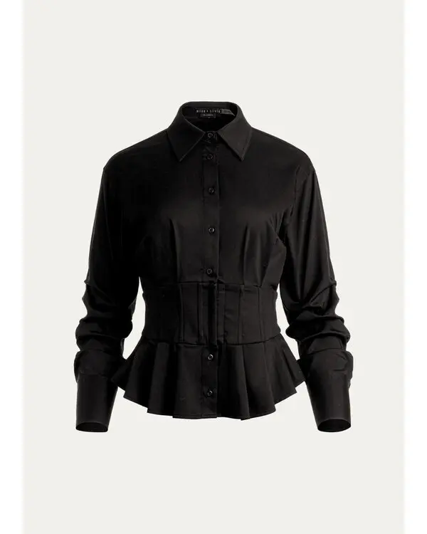 Alice + Olivia Edie Gathered Corset Button-front Shirt