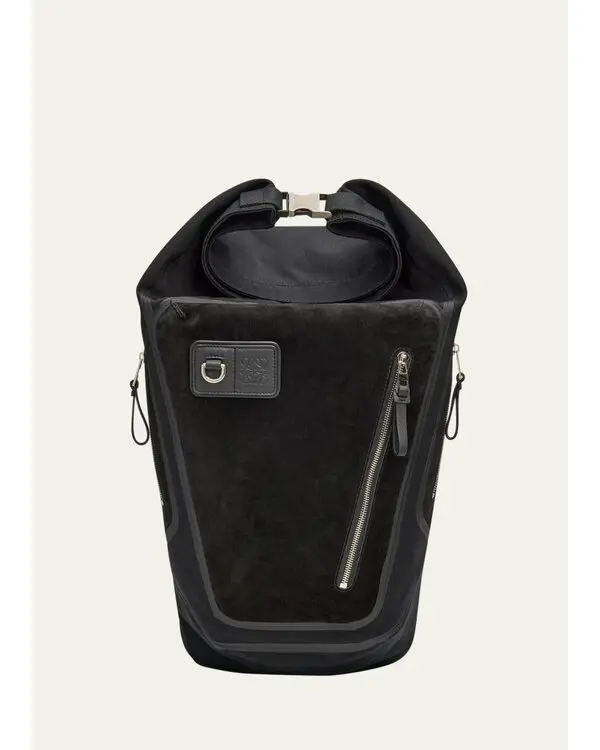 Loewe Flex Roll-top Canvas & Suede Backpack