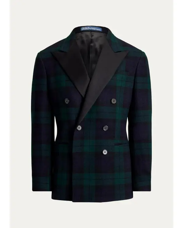 Polo Ralph Lauren Polo Tailored Fit Plaid Tuxedo Jacket - Black Multi