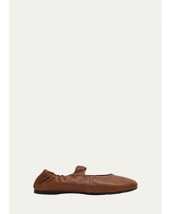 Miu Miu Ruched Leather Ballerina Flats