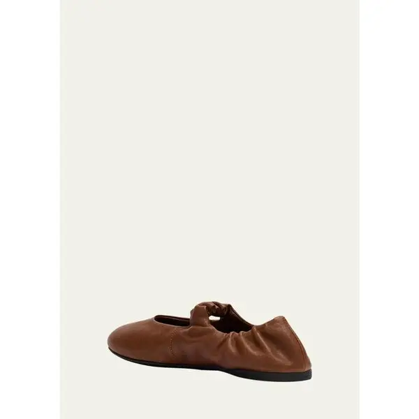 Miu Miu Ruched Leather Ballerina Flats