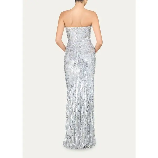 Jenny Packham Helix Sequined Strapless Gown
