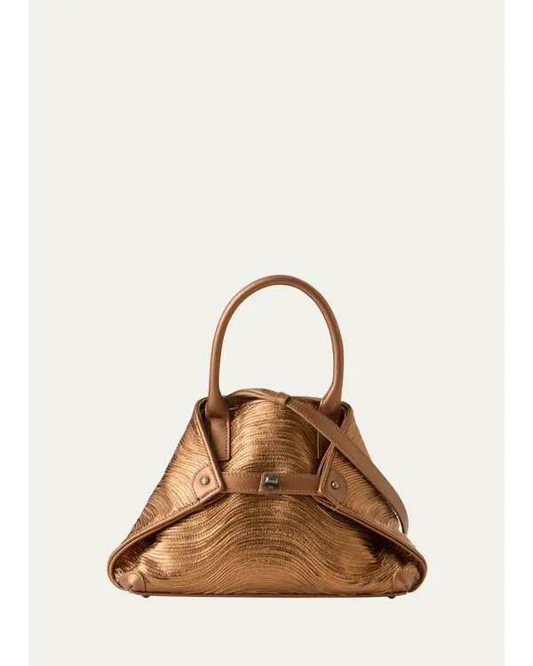 Akris Ai Little Wavy Metallic Leather Top-handle Bag - Bronze