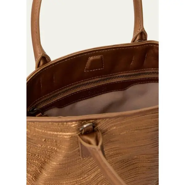Akris Ai Little Wavy Metallic Leather Top-handle Bag - Bronze