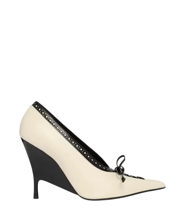 Alexander McQueen Koko Leather Wedge Pumps - Ivory