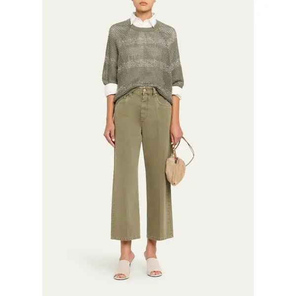 Brunello Cucinelli Water Reflection Pailette Striped Open Knit Sweater
