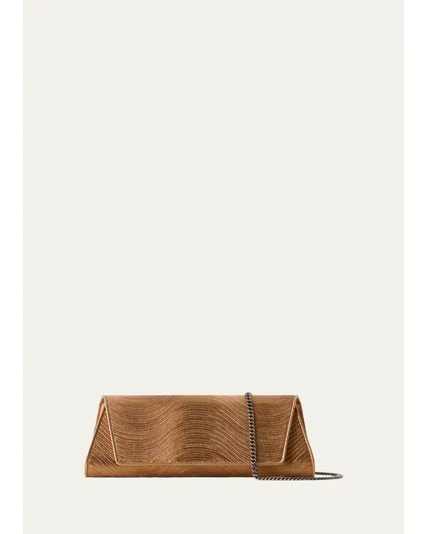 Akris Anouk Wavy Metallic Leather Clutch Bag - Bronze