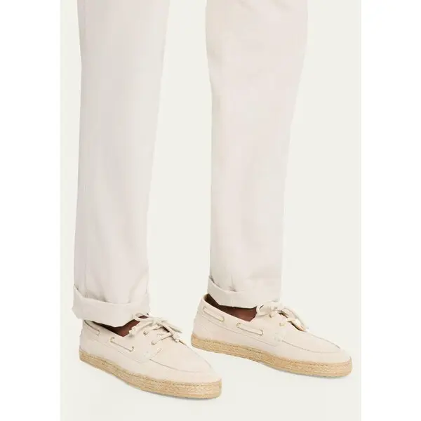 Brunello Cucinelli Suede Jute-sole Boat Shoes