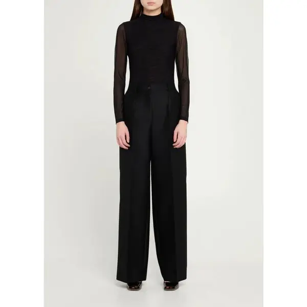 Alice + Olivia Clarinda Long-sleeve Mesh Turtleneck Bodysuit