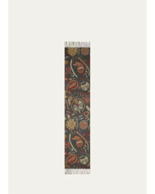 Alonpi Fringed Paisley Cashmere Scarf