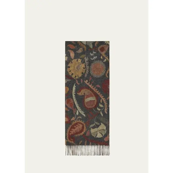 Alonpi Fringed Paisley Cashmere Scarf