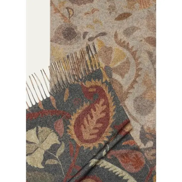 Alonpi Fringed Paisley Cashmere Scarf