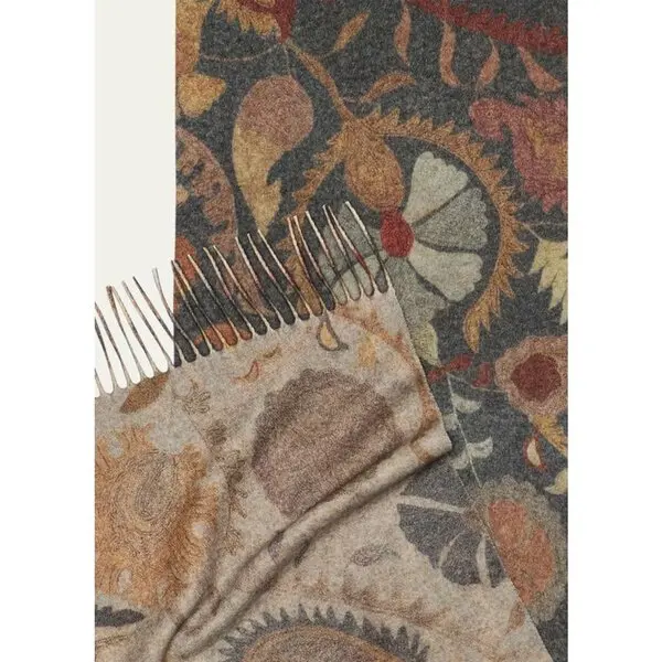 Alonpi Fringed Paisley Cashmere Scarf