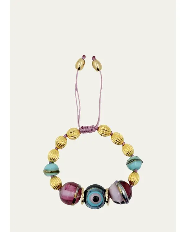 Tohum Design Evil Eye Charm Bracelet, Purple