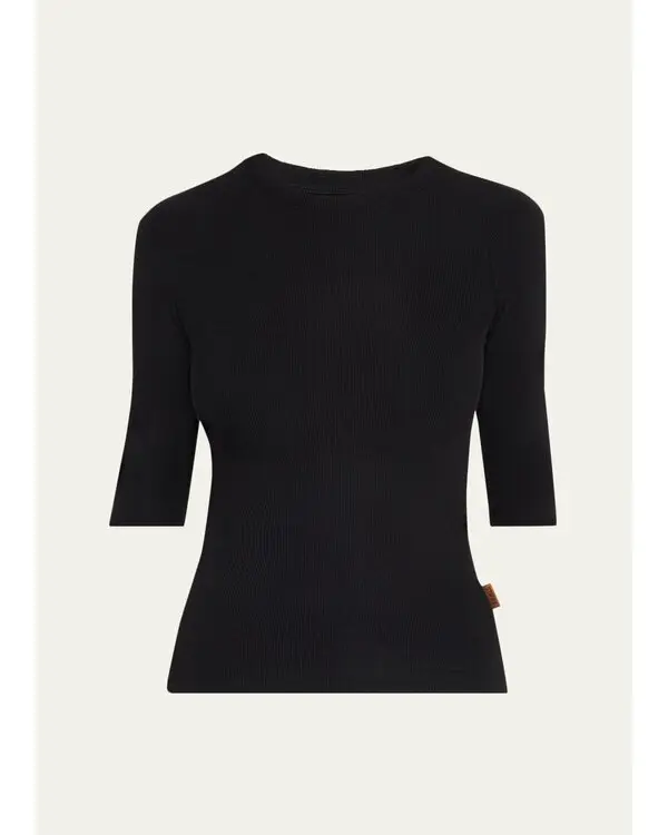 JAMIE HALLER The Rib Elbow-sleeve Crew T-shirt