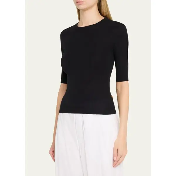 JAMIE HALLER The Rib Elbow-sleeve Crew T-shirt